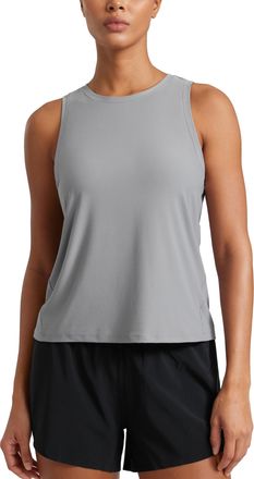 CRZ YOGA Damen Cloudweight Rundhals Workout Tanktops Leicht Athletic Gym Tops Weich Basic Running &Auml;rmellose Shirts Silber grau 36