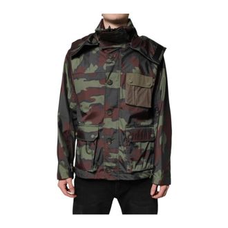 Dolce & Gabbana Camouflage Kapuzen Windbreaker Jacke - - Jackets - Herren - Mehrfarbig - 2XL