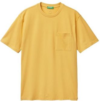 Benetton T- Shirt 3bl0u10a8, Jaune, Medium Homme