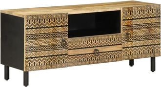 vidaXL Meuble tv noir 105x33,5x46 cm bois massif manguier brut Vidaxl