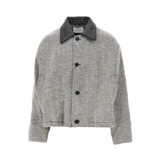 STUDIO NICHOLSON Giacca Howth in lana con colletto in pelle Man M