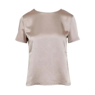 Max Mara Femme, Blouses et Chemises, Beige, Taille: 42 FR T-Shirt en Satin et Jersey