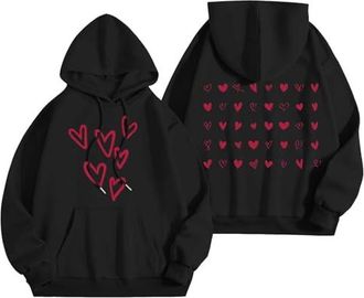 Generic Sweat &agrave; capuche imprim&eacute; tendance pour la Saint-Valentin 2026, Noir, XXL