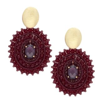 Lott. Gioielli CE SI Filled Oval 3 Rings W/ Stone M - - Accessories - Damen - Rot - ONE SIZE