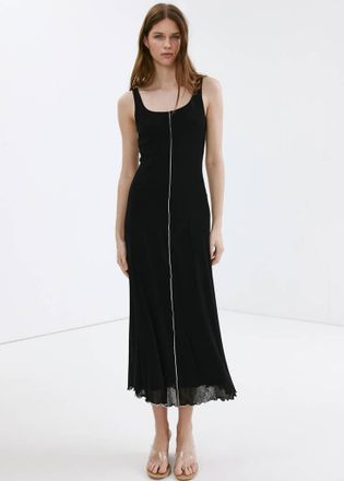 Mango Strickkleid mit kontrastierenden Nahtdetails schwarz - Damen - XXS - MANGO