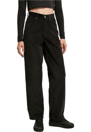 Urban Classics Damen Ladies High Waist 90&acute;S Wide Leg Corduroy Pants Hose, Black, 28