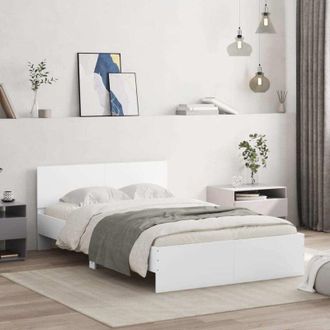 vidaXL Bettgestell mit Kopfteil Wei&szlig; 120x190 cm Vidaxl