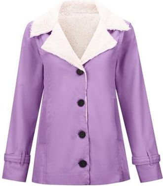Generic 2026 Vestes pour femmes &agrave; manches longues et veste rembourr&eacute;e chaude de couleur unie pour femme, violet, 3XL