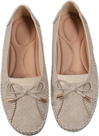 Generic Curvahouse Chaussures orthopédiques, légères, antidérapantes, respirantes, à enfiler, avec noeud papillon, pour femme, Crème, blanc, 40.5 EU