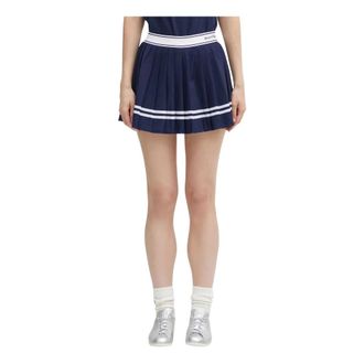 Sporty & Rich Italic Logo Plisseerock - - Skirts - Damen - Blau - L