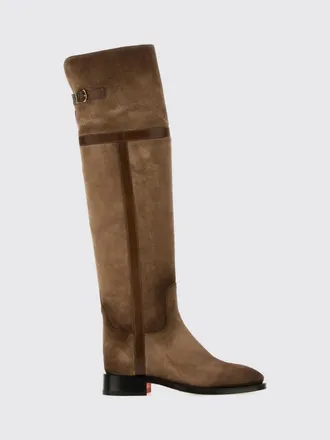Santoni Overknee-Stiefel aus Veloursleder mit niedrigem Absatz