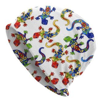 Generic Beanie Lézards À Motifs Mexicains Talavera Bonnet en Tricot Unisexe Respirant Bonnet Hiver pour Randonnée Ski Femme