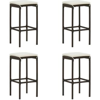 vidaXL Vidaxl - Tabourets de bar avec coussins lot de 4 marron r&eacute;sine tress&eacute;e