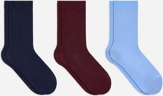 Arket Gerippte Baumwollsocken 3er-Pack -Blau