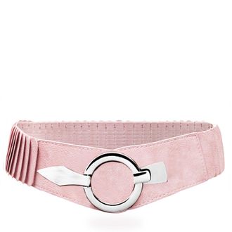 Glamexx24 Elastischer Damen Tailleng&uuml;rtel g&uuml;rtel 6cm breiter H&uuml;ftg&uuml;rtel mit silberner Ring (Rosa, Taillenweite 75cm-110cm)