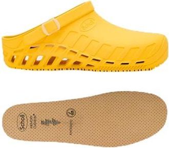 Scholl Clog Evo Jaune + Semelles Antistatiques avec Memory Cushion pour Clog Evo - Jaune/Marron