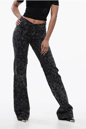 Off-white Flared Straight Leg Long Jeans with All-Over Graphic Print 2 size 26