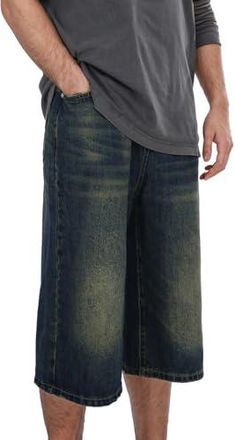 Generic Jean Homme Jeans Homme Short en Jean Hip Hop Raccourci Ample Cargo - Pantalon Workwear Court Id&eacute;al pour &Eacute;t&eacute; Et Activit&eacute;s Urbaines