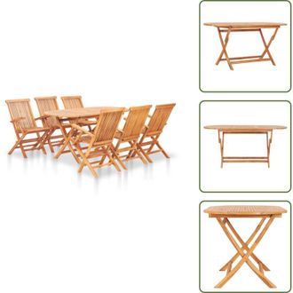 vidaXL 7-tlg. Garten-Essgruppe Klappbar Massivholz Teak - Gartenm&ouml;bel - Essgruppe - Teakholz - Outdoor Furniture - Klapptisch