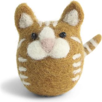 Én Gry & Sif Gelbe Katze aus Wolle - Hänger für Weihnachten (1 Stück, 8x4x5cm)