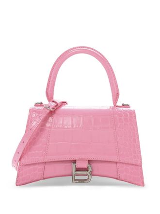 Balenciaga sac &agrave; main Hourglass &agrave; effet peau de crocodile - Rose