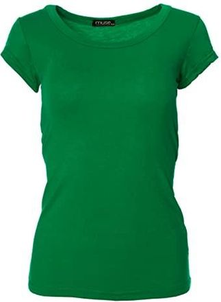Easy Young Fashion T-shirt - Uni - Col Rond - Femme - Vert - 40