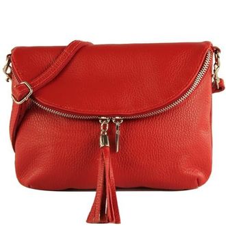 modamoda.de T07LEATHER - Petit sac &agrave; bandouli&egrave;re en cuir italien, rouge signalisation, S