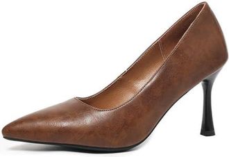 Generic Escarpins minimalistes &agrave; bout pointu pour femme - Chaussures confortables &agrave; enfiler - Chaussures de travail d&eacute;contract&eacute;es, marron, 40.5 EU