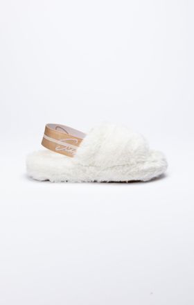 Siksilk Siksilk Damen White Fluffy Slide Slipper