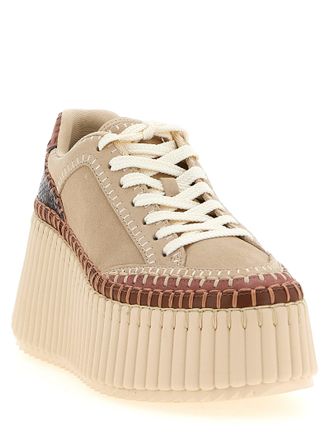 Chlo&eacute; Nama Lace-Up Flat - Beige