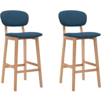 vidaXL Vidaxl - Tabourets de bar lot de 2 bleu tissu