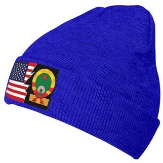 Generic Bonnet Tricoté Emblème du Bénin Et De LAmérique Anti-Transpiration Bonnet Hiver Chaud Tricot Classique Beanie Hats pour Ski Cyclisme Sports