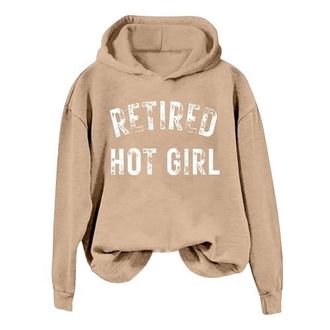 Generic 2026 Printemps Femme Hiver Retraite Hot Girl T-shirt L&eacute;ger Pull Top Halloween Imprim&eacute; Sweat &agrave; Capuche, kaki, XXL