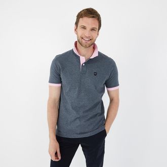 Eden Park Polo Gris En Coton Pima Avec D&eacute;tails Contrast&eacute;s Old Ref Pp