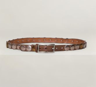 Reptiles House Touch - Lederg&uuml;rtel mit Nieten - Tabak