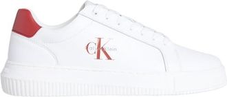 Calvin Klein Baskets Homme Chunky Mono en Cuir, Multicolore (Bright White/Tandoori Spice), 43