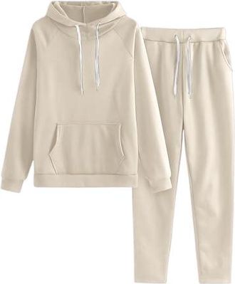 Generic Survêtement complet 2 pièces pour femme avec cordon de serrage et manches longues pour femme, sweat-shirt et pantalon de jogging, vêtements de sport p