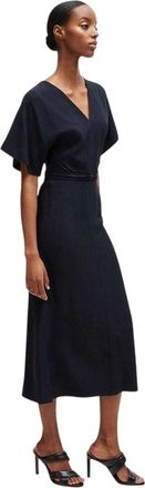 HUGO BOSS Midikleid f&uuml;r Damen, A-Linie, Anliegend, Kimono&auml;rmel (Dunkelblau)