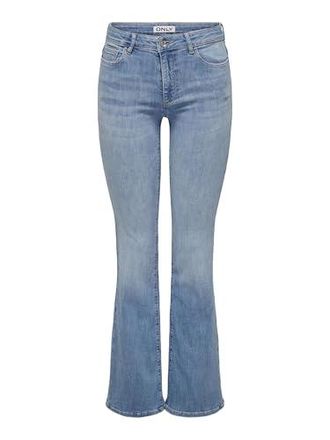 Only Femme Onlann Mid Flared DNM Soo611 Noos &Agrave; Pattes D&eacute;l&eacute;phant, Bleu Jeans Clair, S X 32L EU