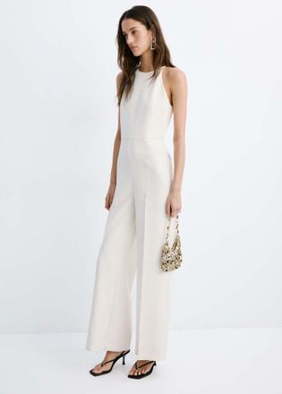 Mango Combinaison longue &agrave; col halter &eacute;cru - Femme - XL - MANGO