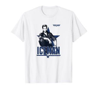 Top Gun T-Shirt Iceman Portrait Poster - Herren, Filmfans, Männer, Klassik-Fans - Weiß, S, Kurzarm