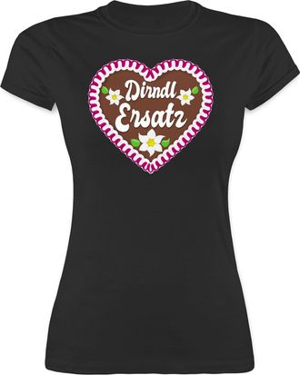 Shirtracer Shirt Damen - Kompatibel Oktoberfest - Dirndl Ersatz mit Lebkuchen - XXL - Schwarz - Trachten Oberteil trachtenshirt bayrische ersatzdirndl Shirts t-S