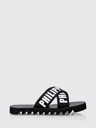Philipp Plein Mules plates en polyester avec logo imprim&eacute; contrastant