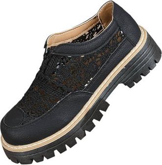 Generic Chaussures de marche d&eacute;contract&eacute;es &agrave; enfiler pour femme - Large largeur - Bout rond - Respirantes - &Eacute;l&eacute;gantes - Talon bas plat - Confortables - Pour l