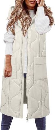 Generic 2026 Vestes pour femme Automne et Hiver Veste longue en duvet, blanc, XXL