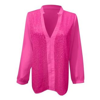 Generic Haut &agrave; paillettes scintillantes pour femme - Haut de f&ecirc;te de No&euml;l pour femme - Pull tendance et polyvalent - Coupe d&eacute;contract&eacute;e - T-shirt &agrave; manches lo