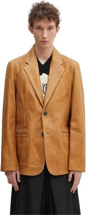 Our Legacy Blazer douverture en cuir - Homme - Vestes - Brun - Taille: L
