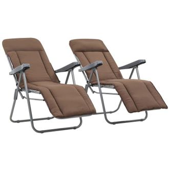 vidaXL Vidaxl - Chaises pliables de jardin avec coussins lot de 2 Marron