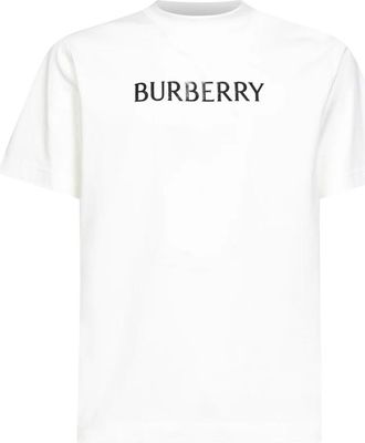 Burberry Homme, Tops, Blanc, Taille: XS Logo Cotton T-shirt