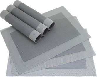 Matches 21 matches21 Edle Tischsets Platzsets BORDA Platzmatten 6er Set silber schwarz gewebt aus Kunststoff 45x30 cm Platzdeckchen Esstischunterlagen vom Tischw